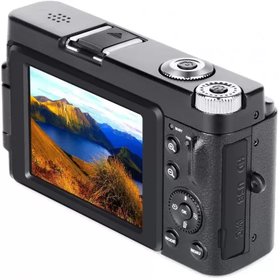 INF Digitale camera 48 MP, 1080p HD, 16x zoom, klapscherm Zwart