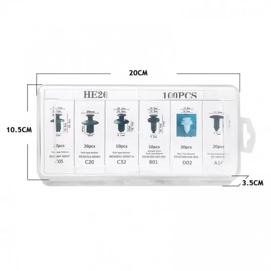 INF 100 stuks auto bevestigingsclips - Universele bevestigingsset